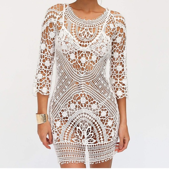 JEASONA | Swim | Jeasona White Crochet Lace Bathing Suit Coverup | Poshmark
